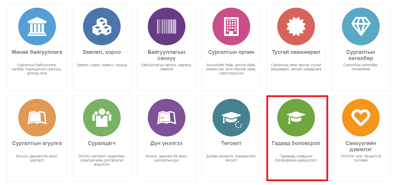 11.1. Гадаад боловсролын мэдээлэл бүртгэх